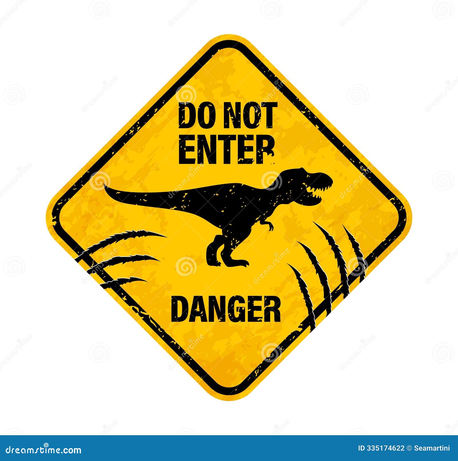 T Rex Dinosaur Warning Sign, Claw Scratch Marks Stock Illustration ...