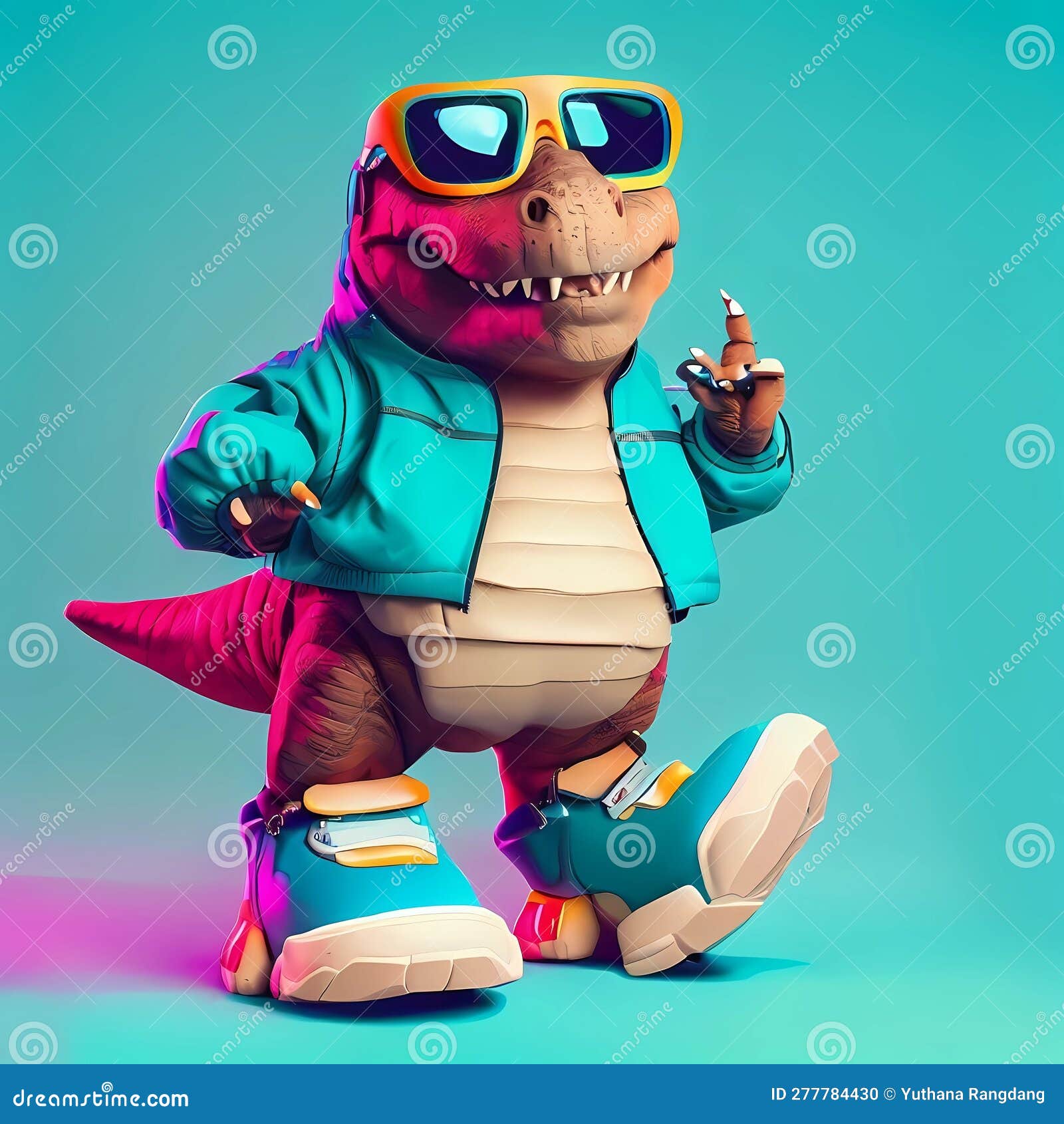 T-rex Dressed in Sportswear Clothes , Generate by Ai Stock Illustration ...