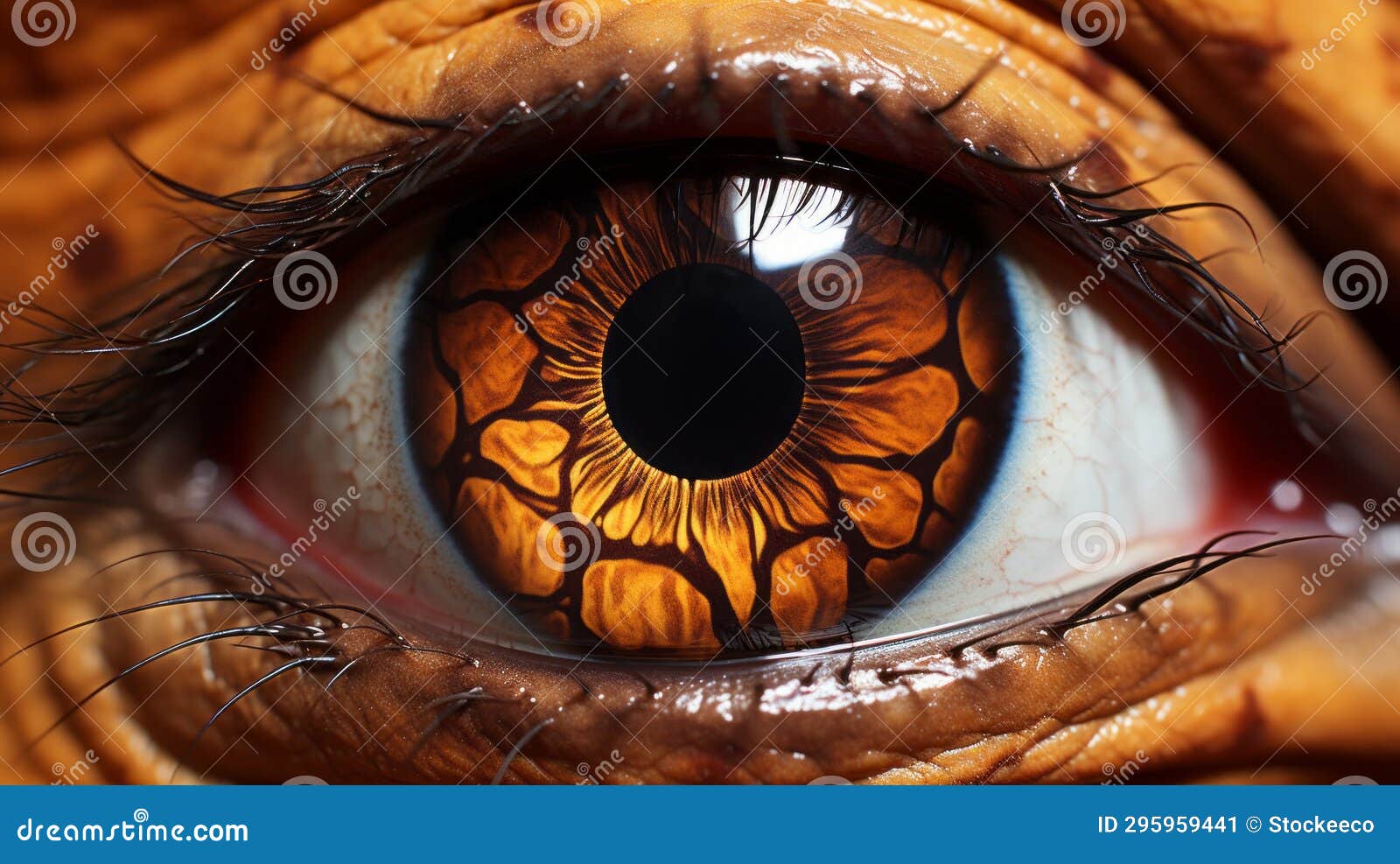 Realistic Dinosaur Eye with Orange Iris - Hyper-detailed Rendering ...