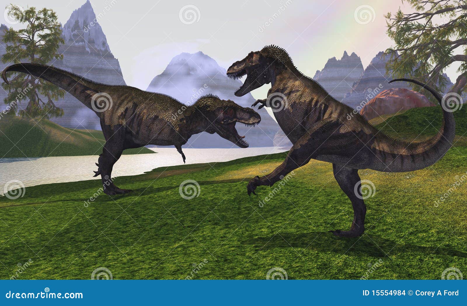 Tyrannosaurus Rex Fighting