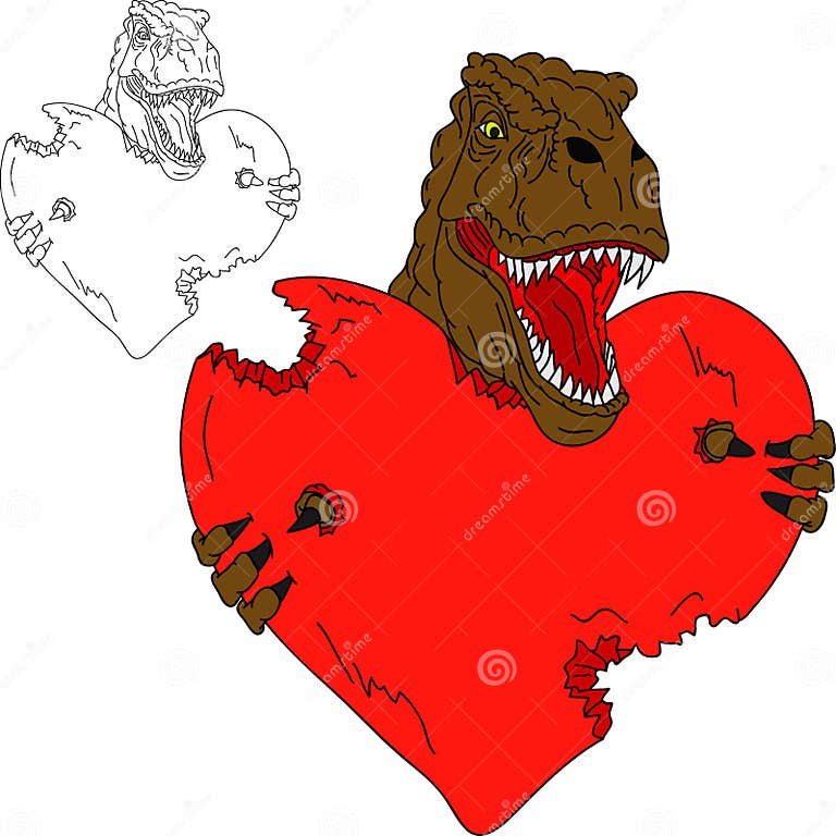 T rex with heart stock illustration. Illustration of dinosaur - 22901014