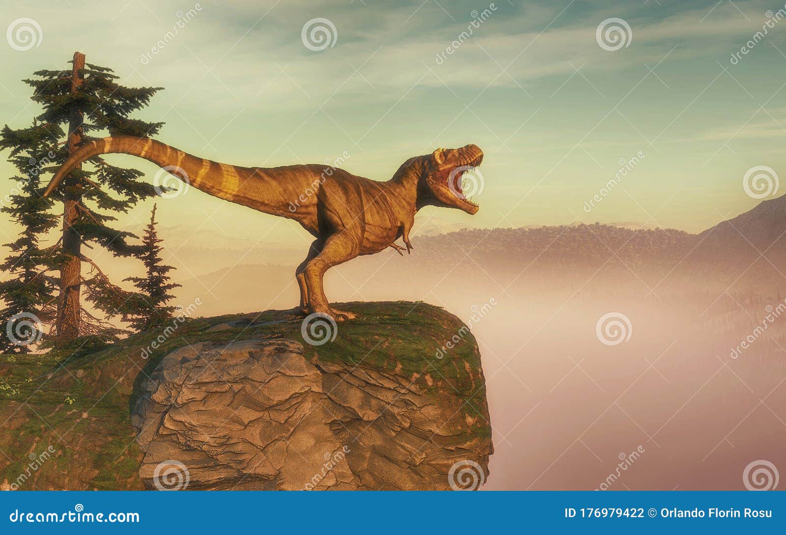 T rex mountain stock illustration. Illustration of force - 176979422