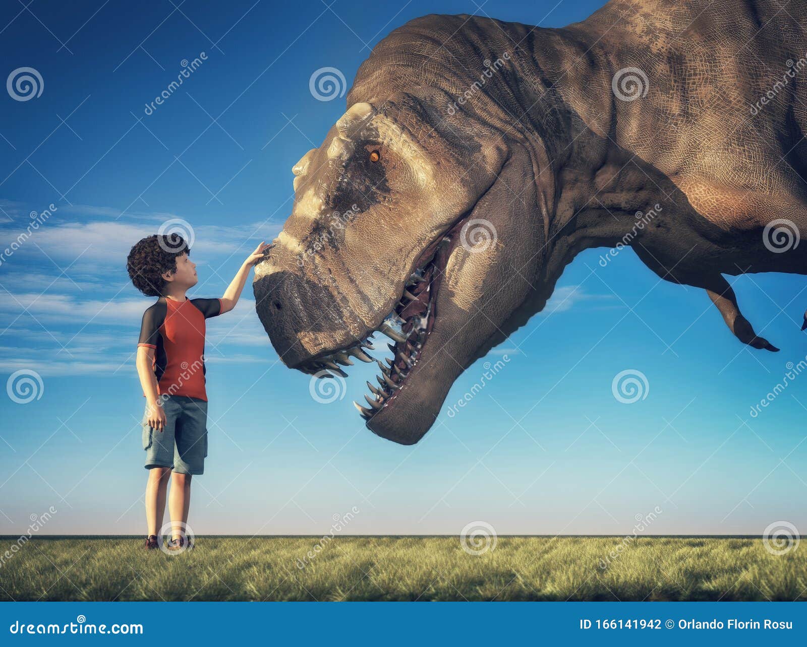 T rex pet stock illustration. Illustration of child - 166141942