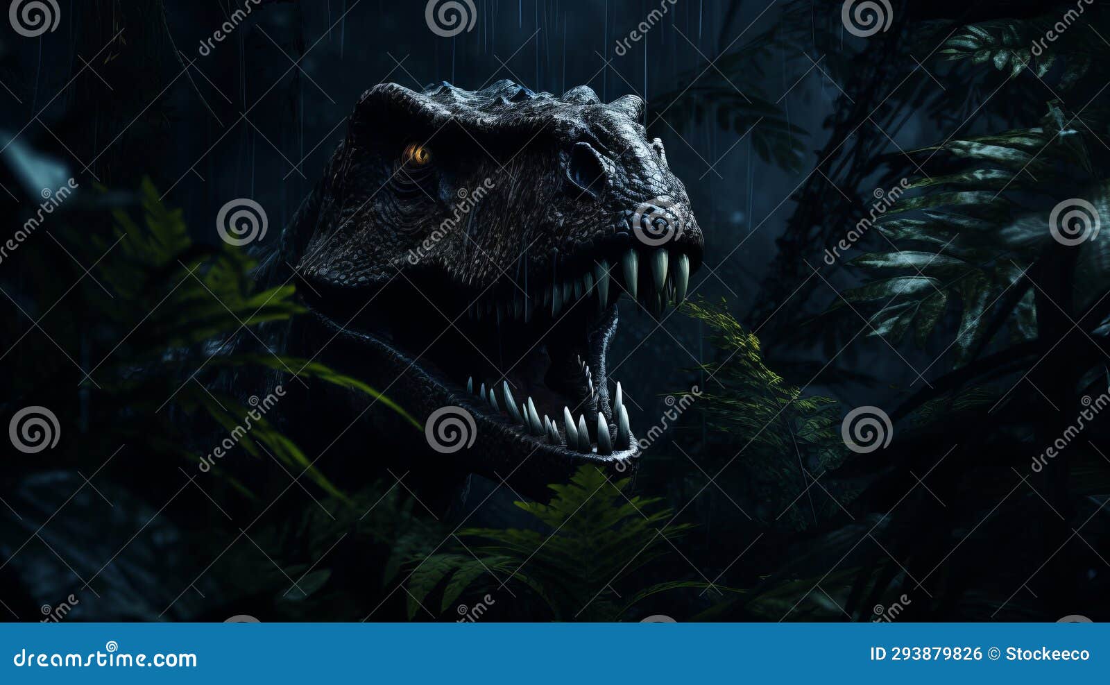 Sick T-rex Roaming through Dark Jungle - Stunning 8k Chiaroscuro Art ...