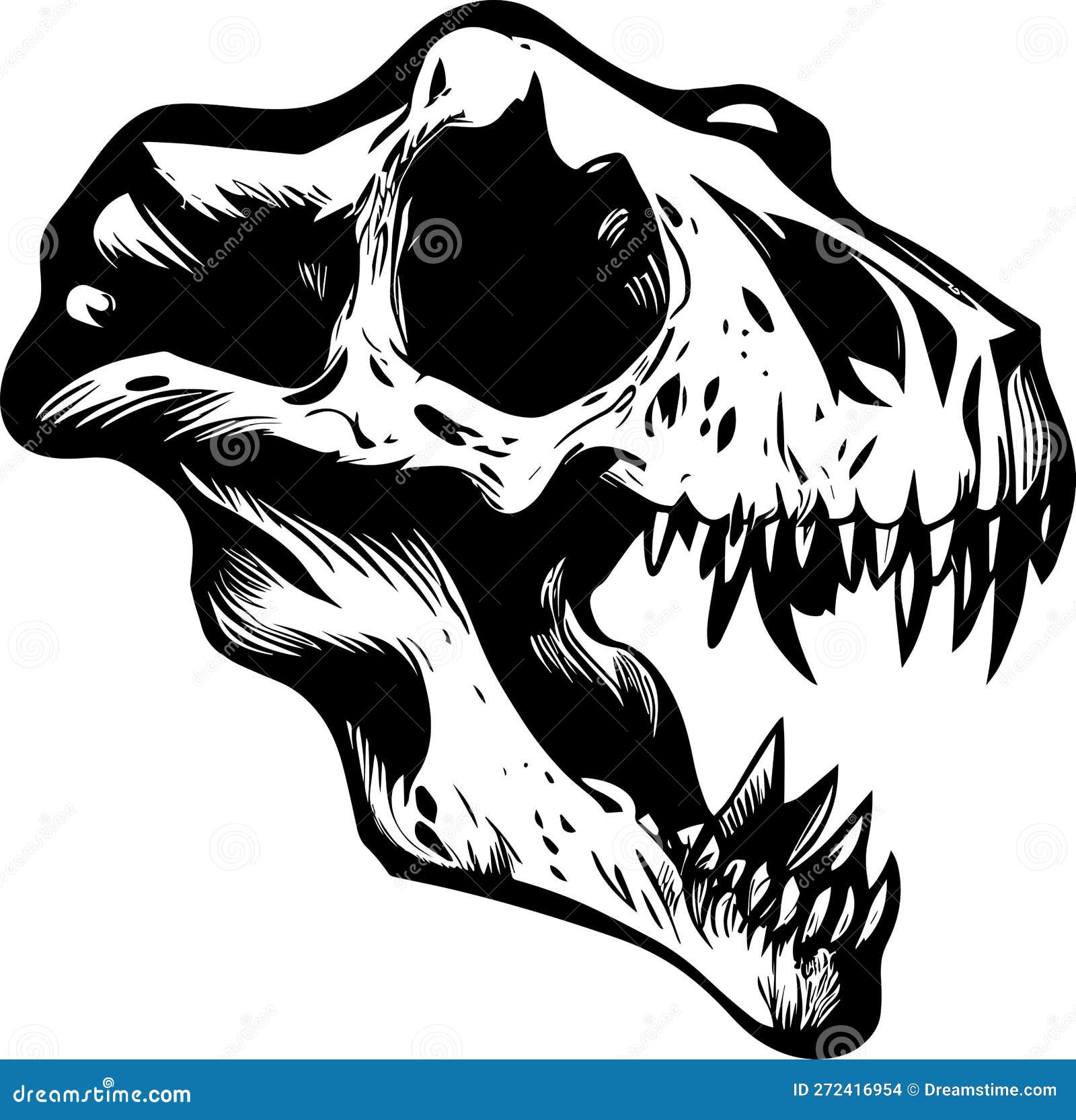 T Rex Skull Black Monochrome Logo Stock Vector Illustration Of Extinct Monochrome 272416954