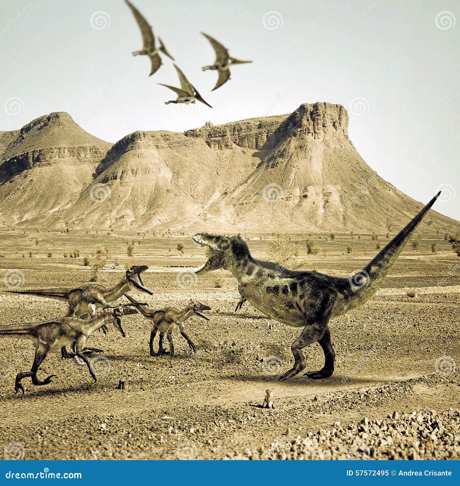 T-rex versus raptors stock illustration. Illustration of jurassic ...