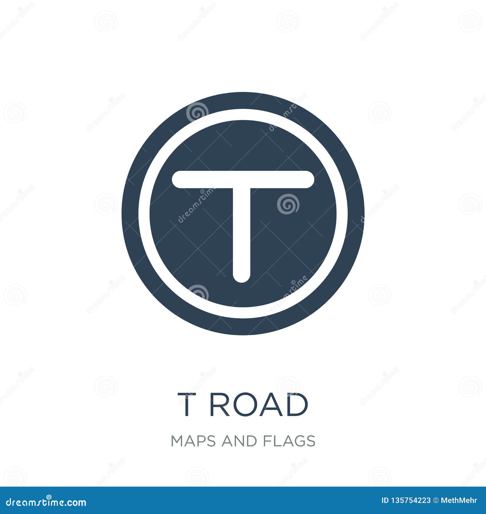 T Road Intersection Icon in Trendy Design Style. T Road Intersection ...