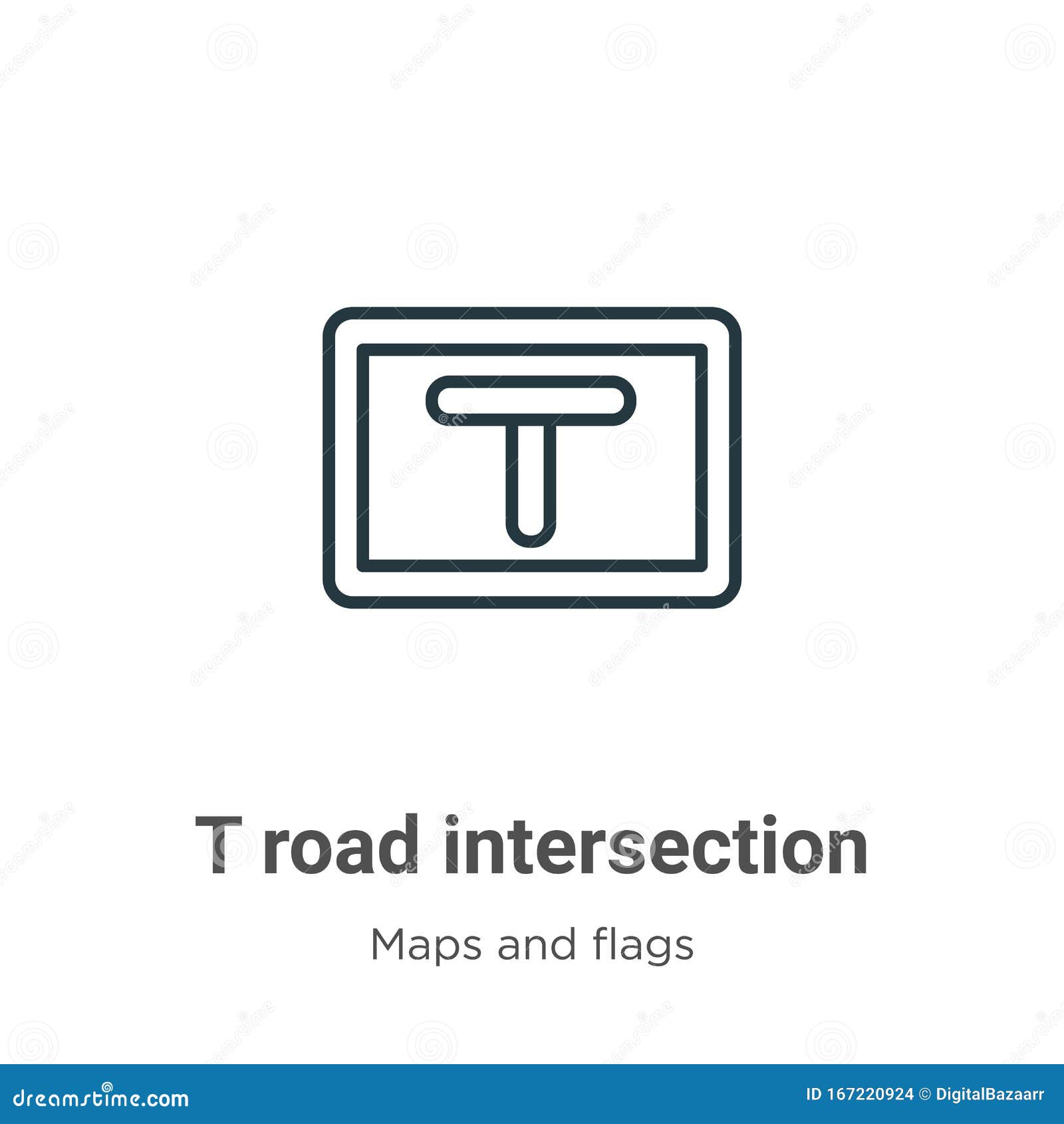 T Road Intersection Outline Vector Icon. Thin Line Black T Road ...