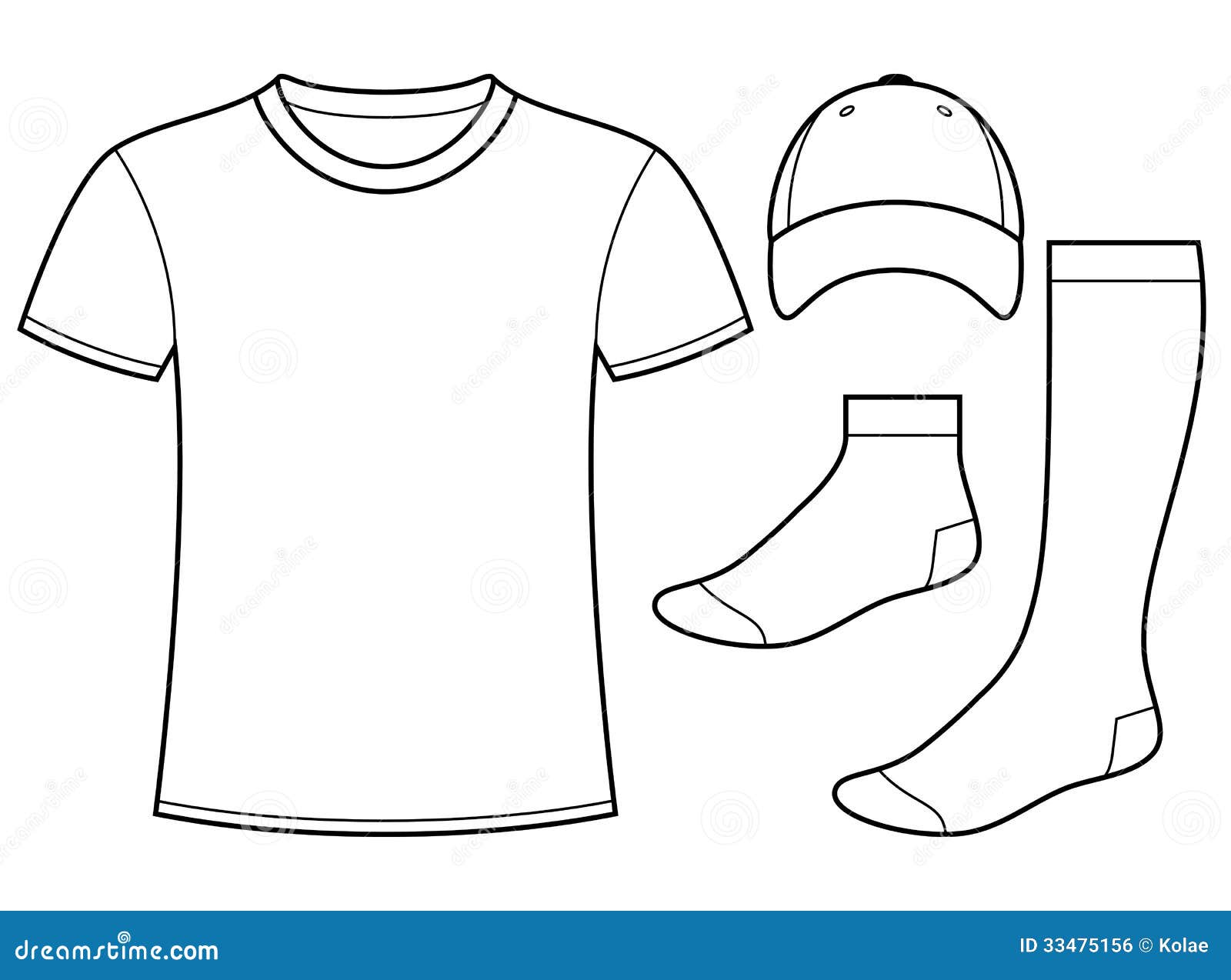 T-shirt, Cap And Socks Template Stock Vector - Illustration of ...