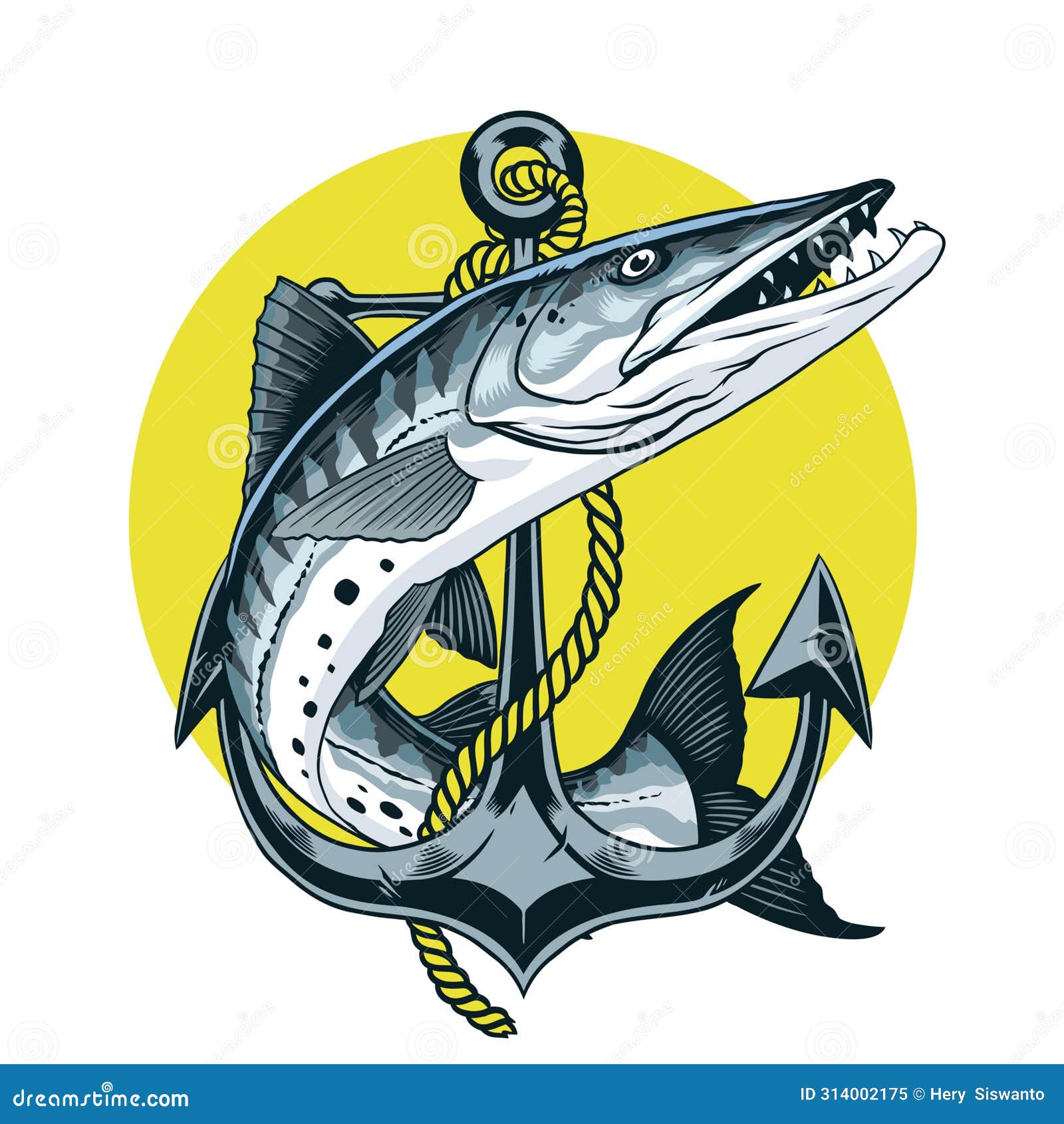 Vintage Barracuda Fish Logo Template Vector Illustration ...