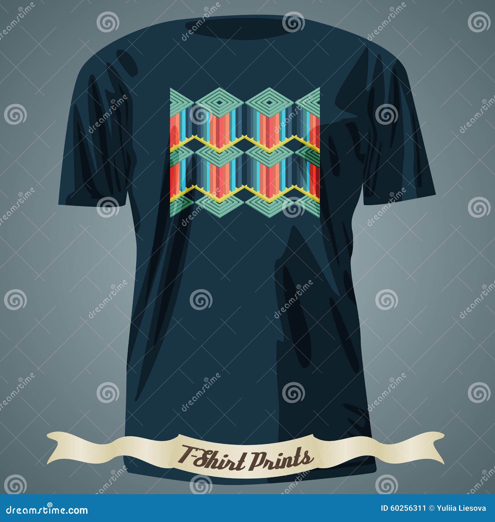 T-shirt Design with Colorful Abstract Ornate Pattern Stock Vector ...