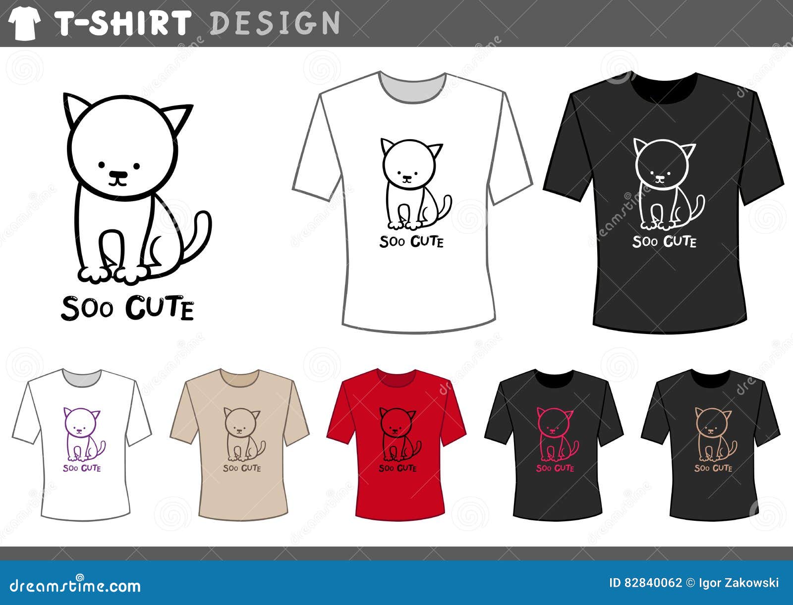 T Shirt Design with Cute Cat Stock Vector - Illustration of typography ...