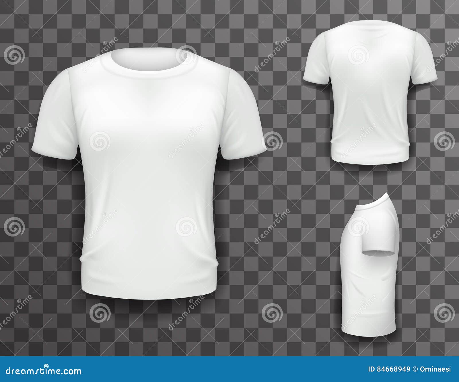 T-shirt Front Side Back View Template Realistic 3d Design Icon ...