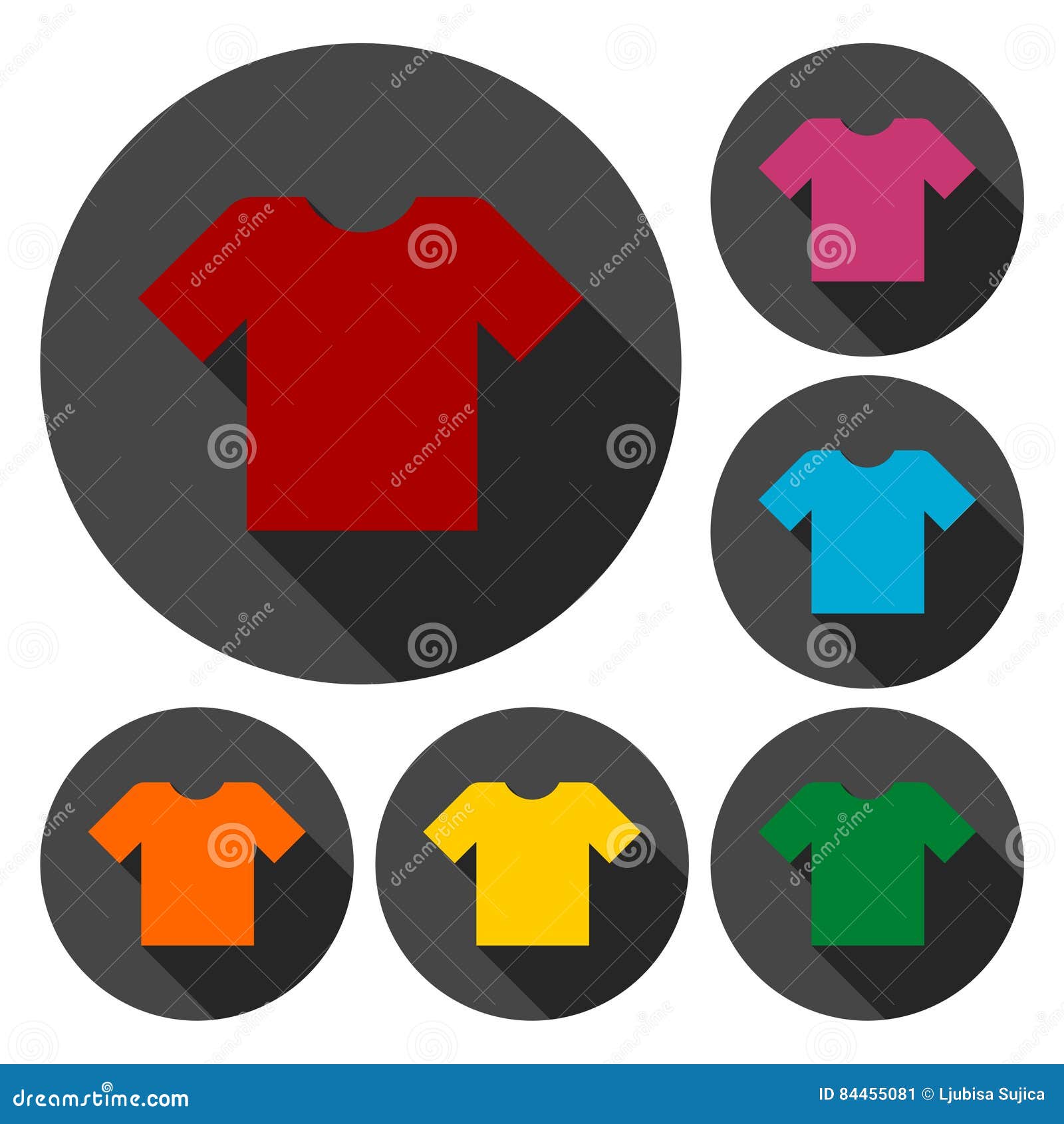 T-shirt Sign Icon, Clothes Symbol Set with Long Shadow Stock Vector ...