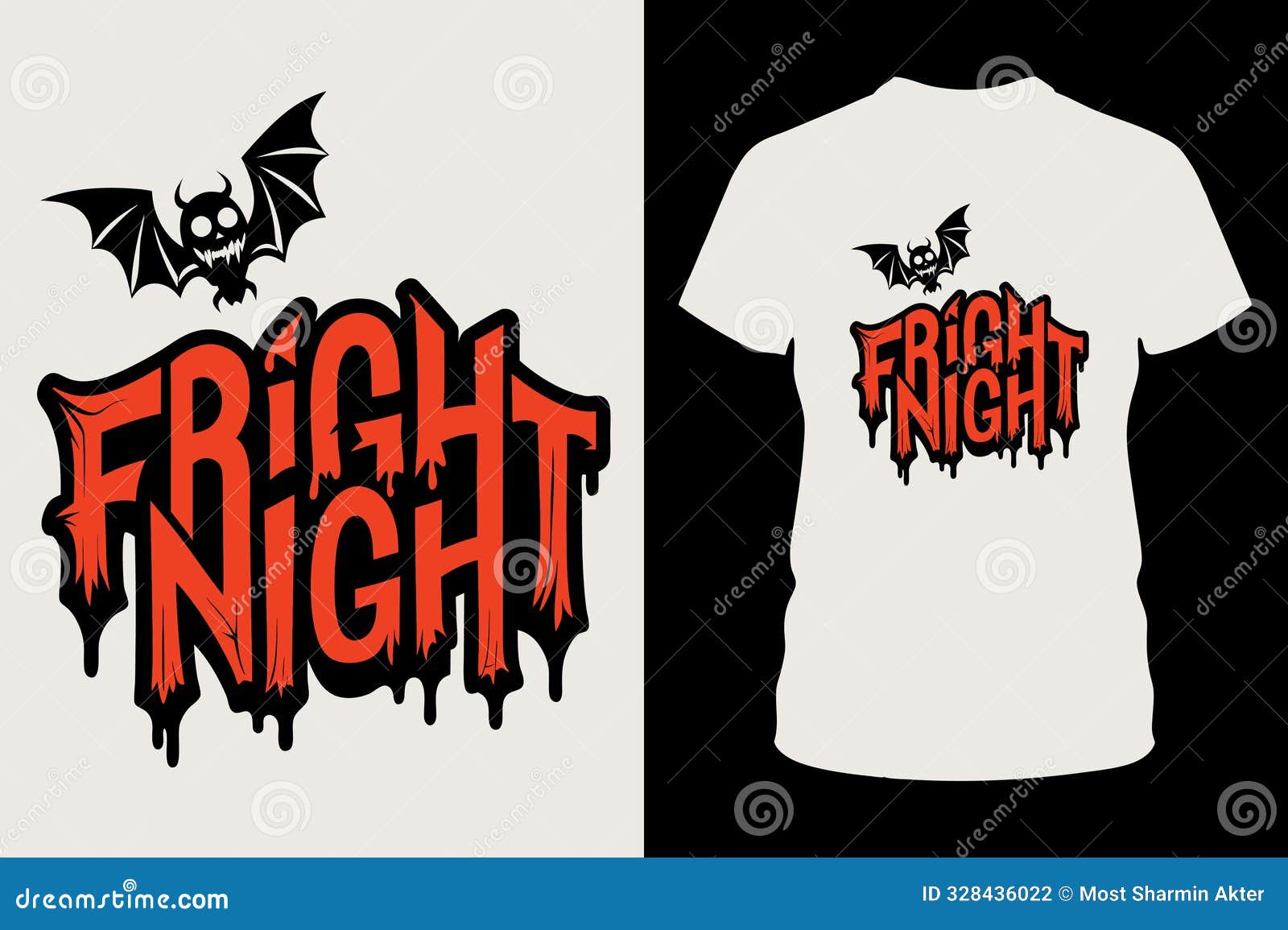 Fright Night Halloween Day T-Shirt Design. Stock Vector - Illustration ...