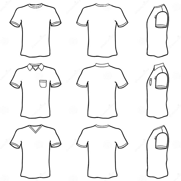 T shirt template set stock vector. Illustration of cartoon - 9090537