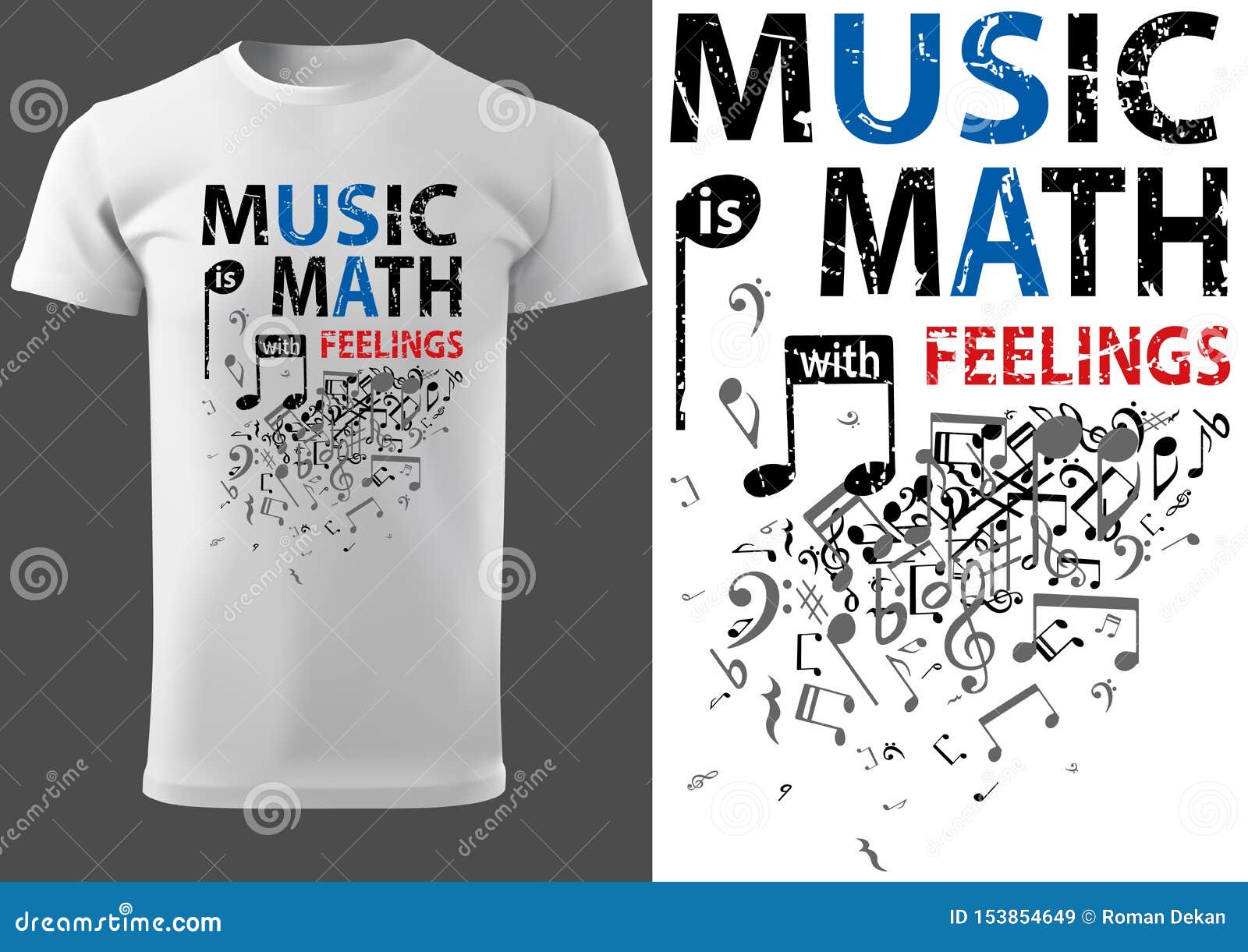 T-shirt with Musical Slogan and Music Notes Stock Vector - Illustration ...