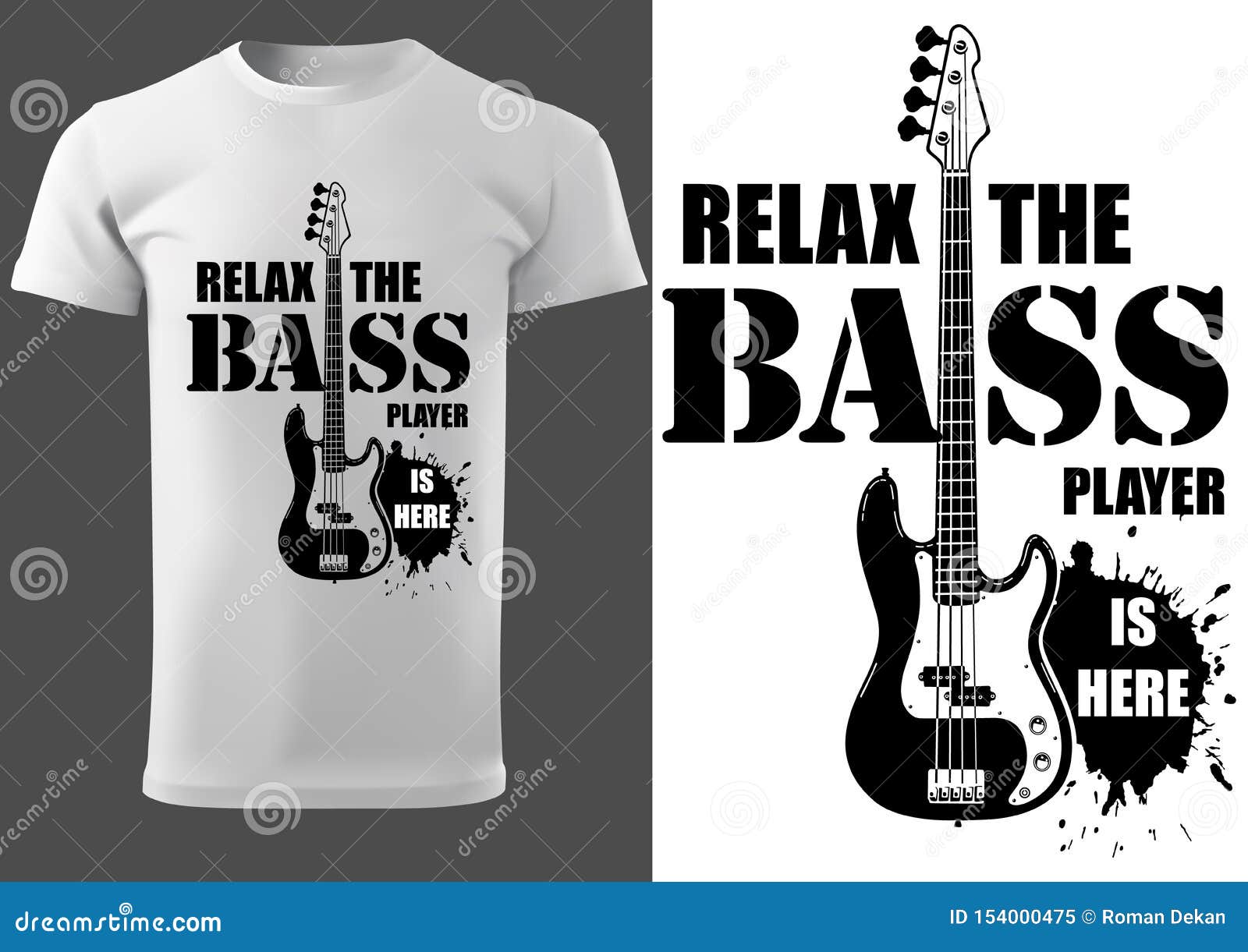 T-shirt with Musical Slogan and Bass Guitar Stock Vector - Illustration ...