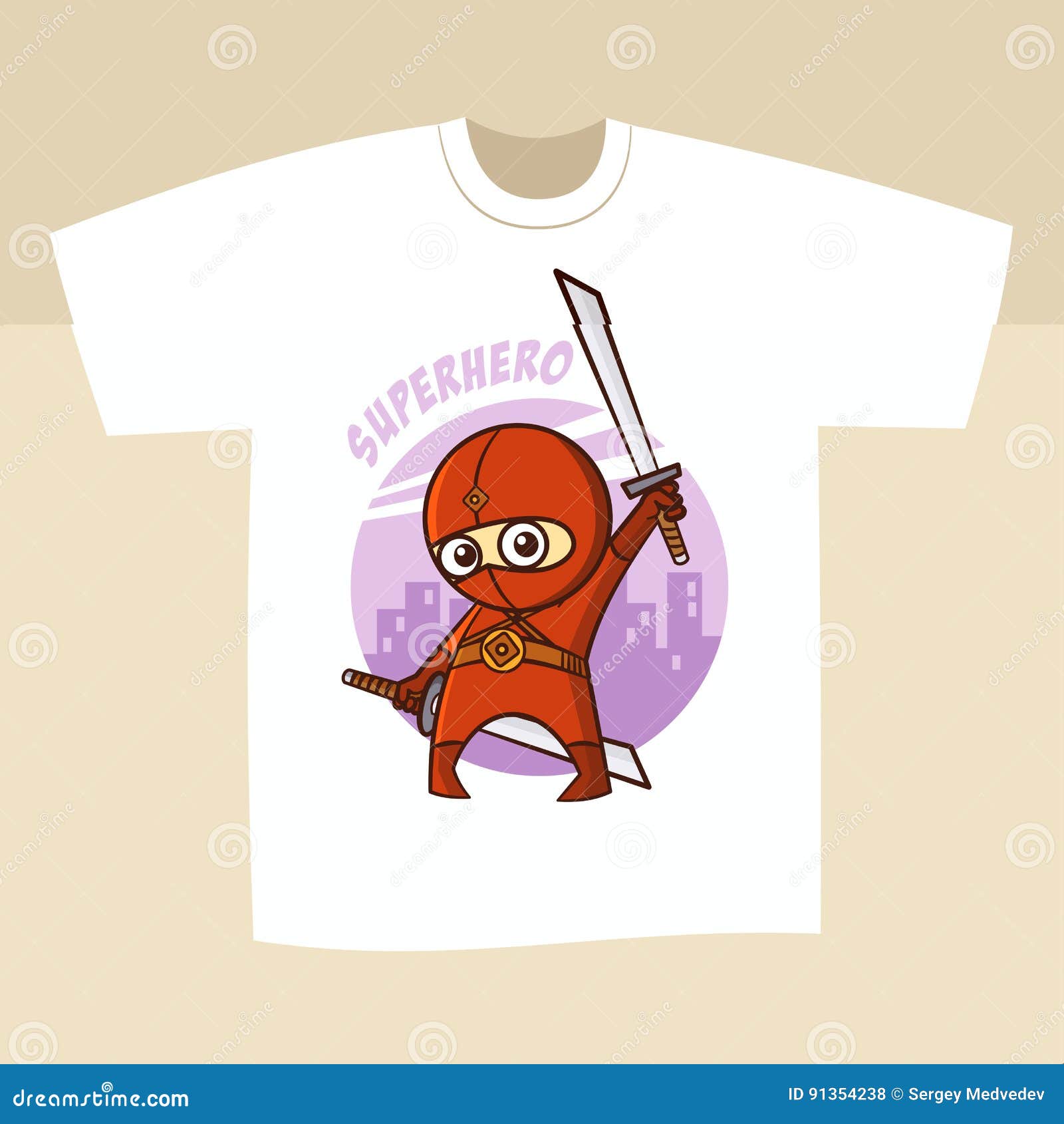 Superhero Red Ninja Sticker Cartoon Vector | CartoonDealer.com #88719349