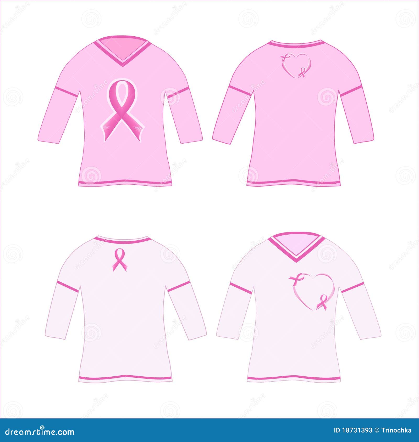 T-shirts with pink ribbon stock vector. Illustration of pink - 18731393