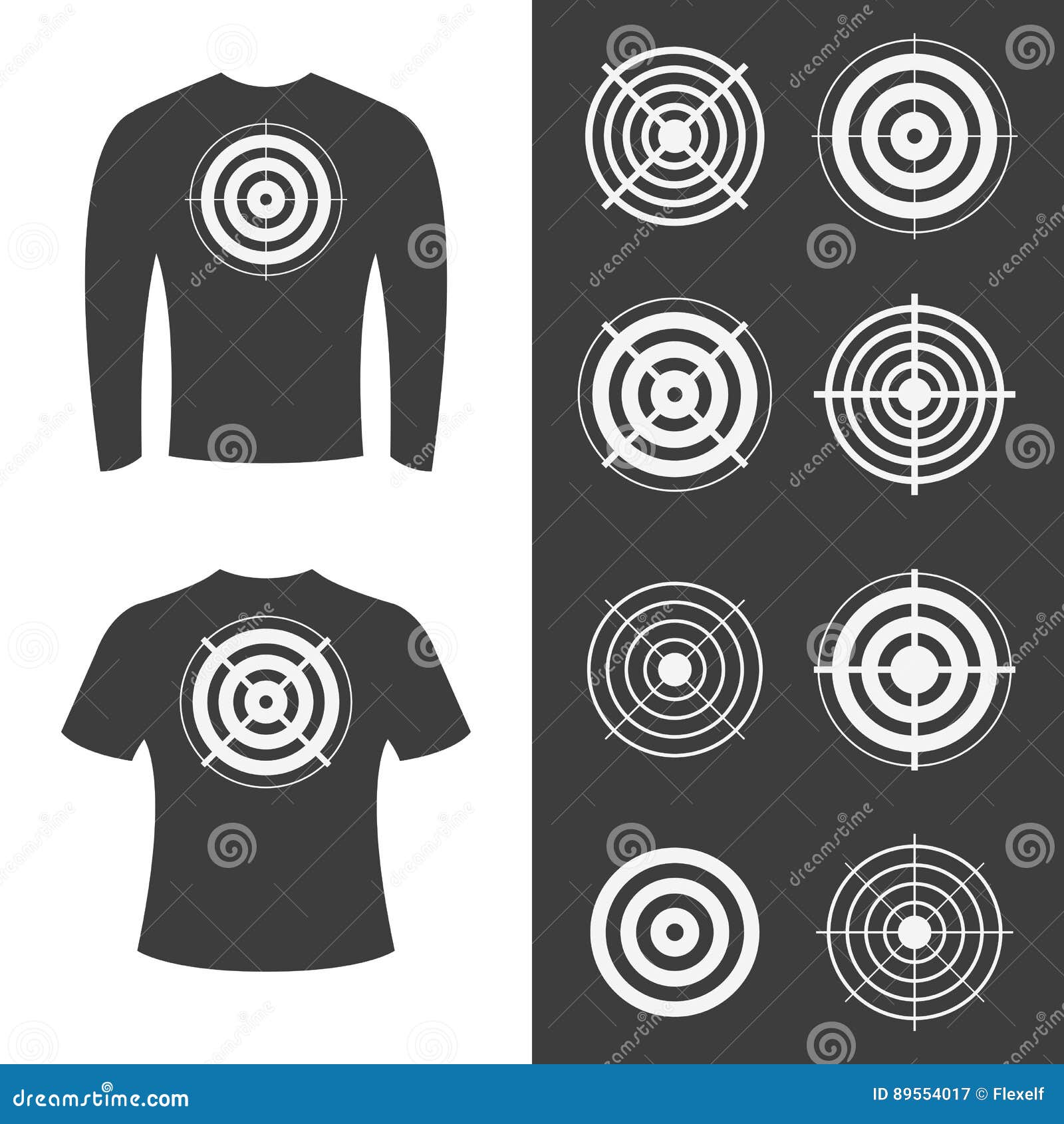T-shirts with target. stock vector. Illustration of template - 89554017