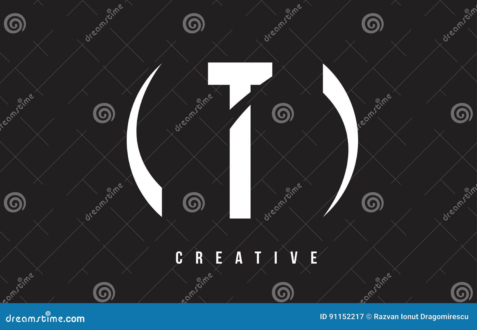 T White Letter Logo Design with Black Background. Stock Vector ...