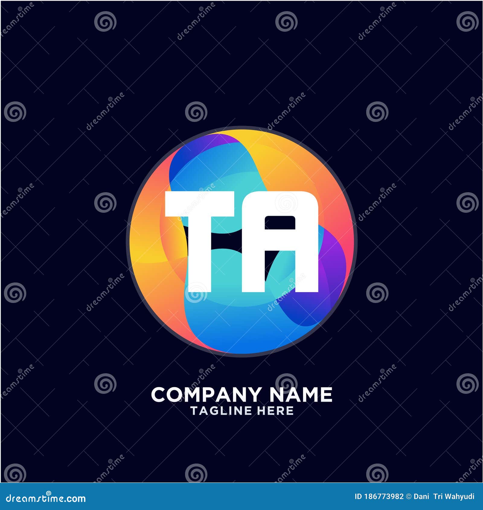 TA Initial Logo with Colorful Circle Template Vector Stock Vector ...