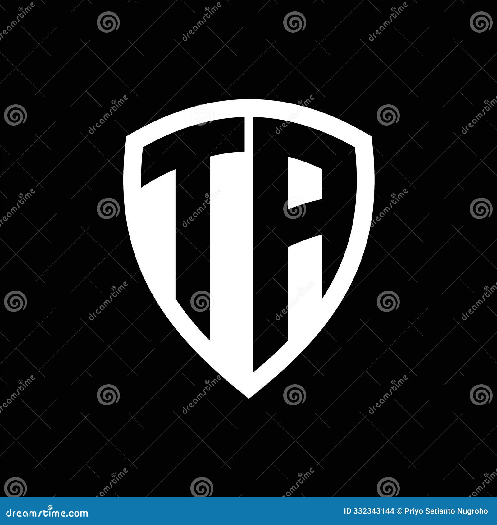 TA Monogram Logo with Bold Letters Shield Shape with Black and White ...