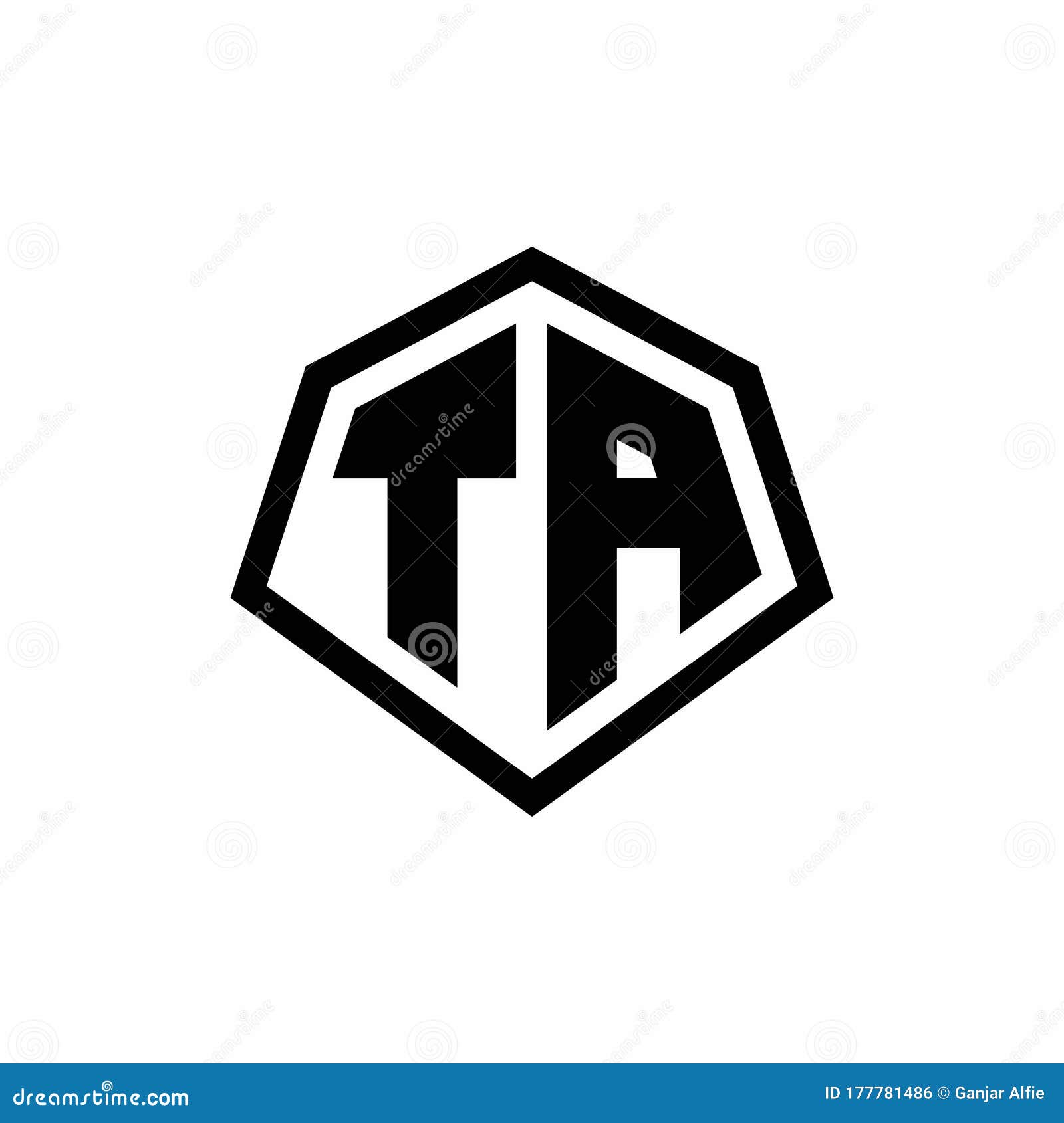 TA Monogram Logo with Hexagon Shape and Line Rounded Style Design ...