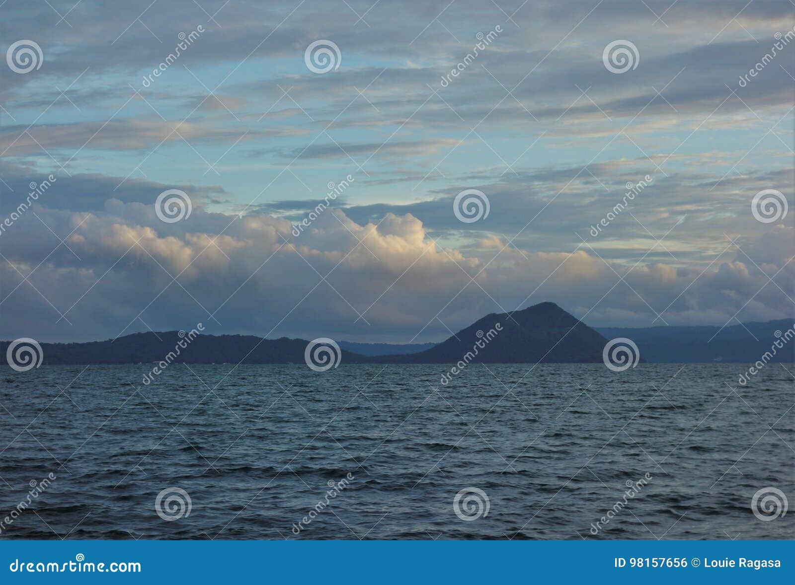 Taal Volcano and Lake at Sunset Stock Photo - Image of taal, volcano ...