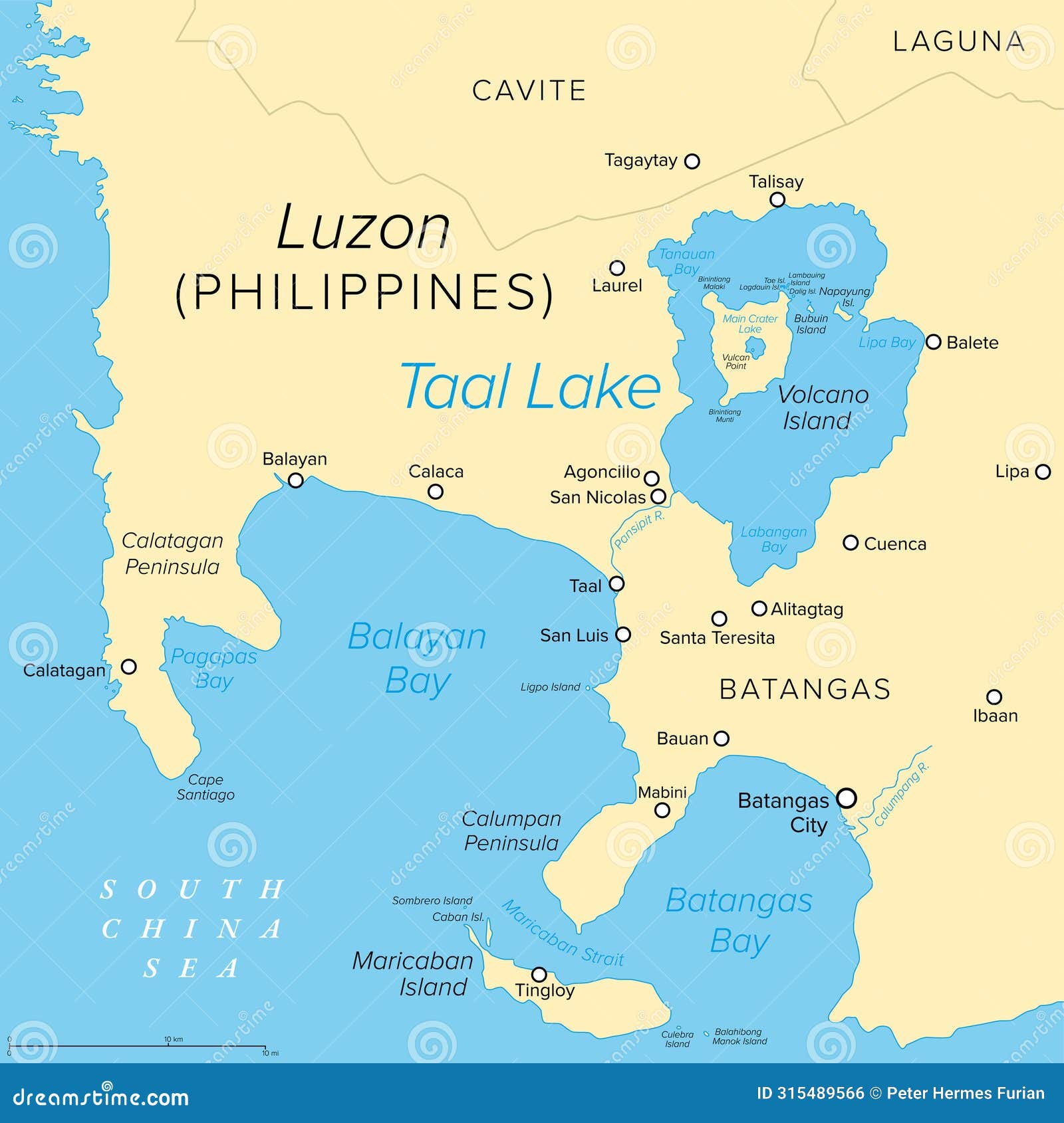 Taal Lake, On The Island Of Luzon In The Philippines, Political Map ...