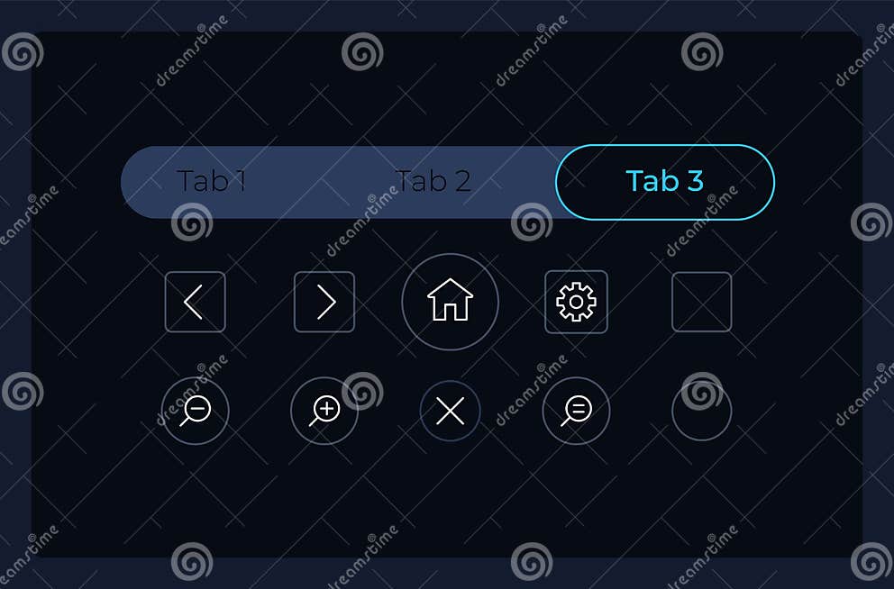 Tab Bar and Control System UI Elements Kit Stock Vector - Illustration ...