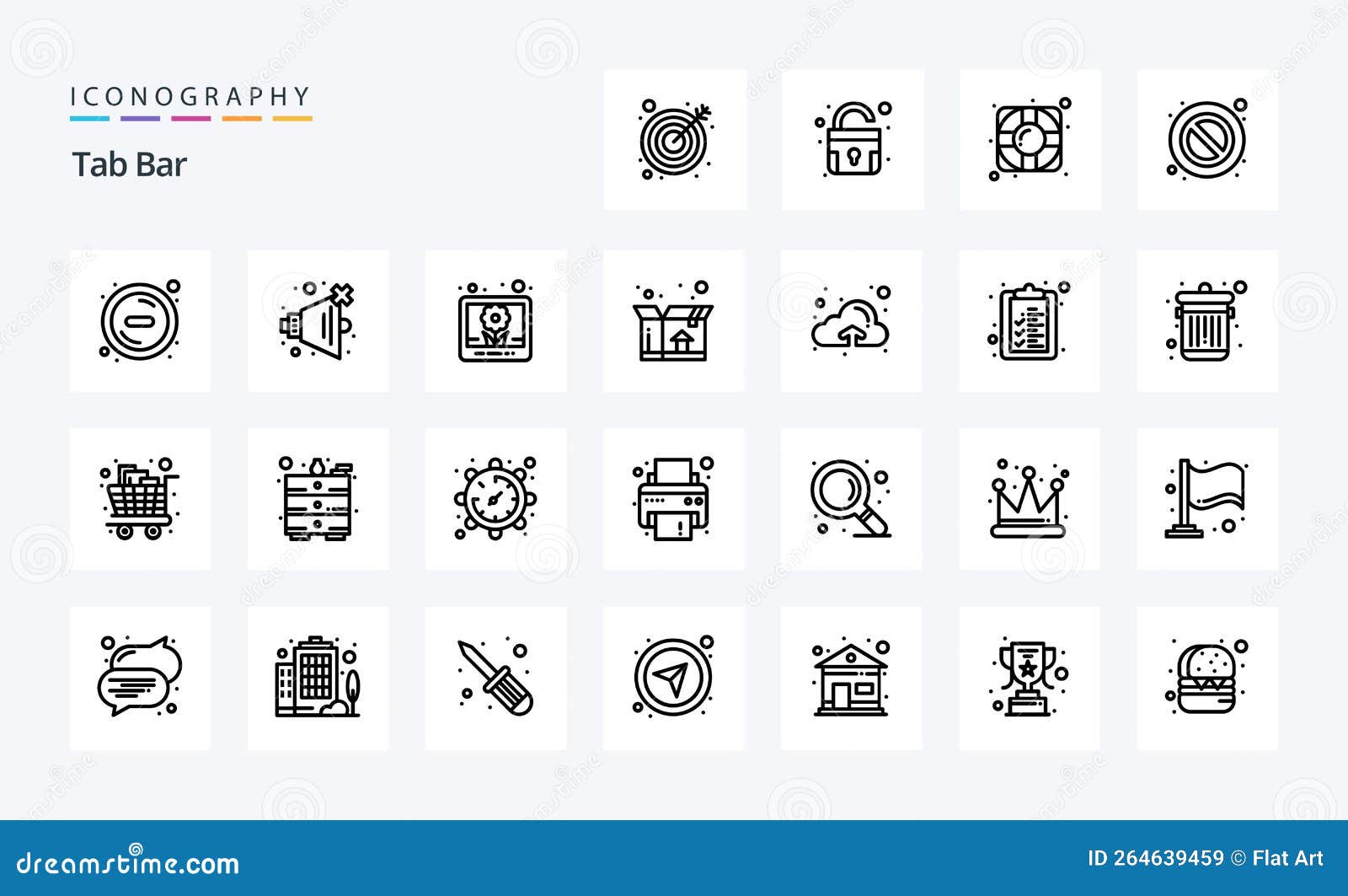 25 Tab Bar Line Icon Pack. Vector Icons Illustration Stock Vector ...