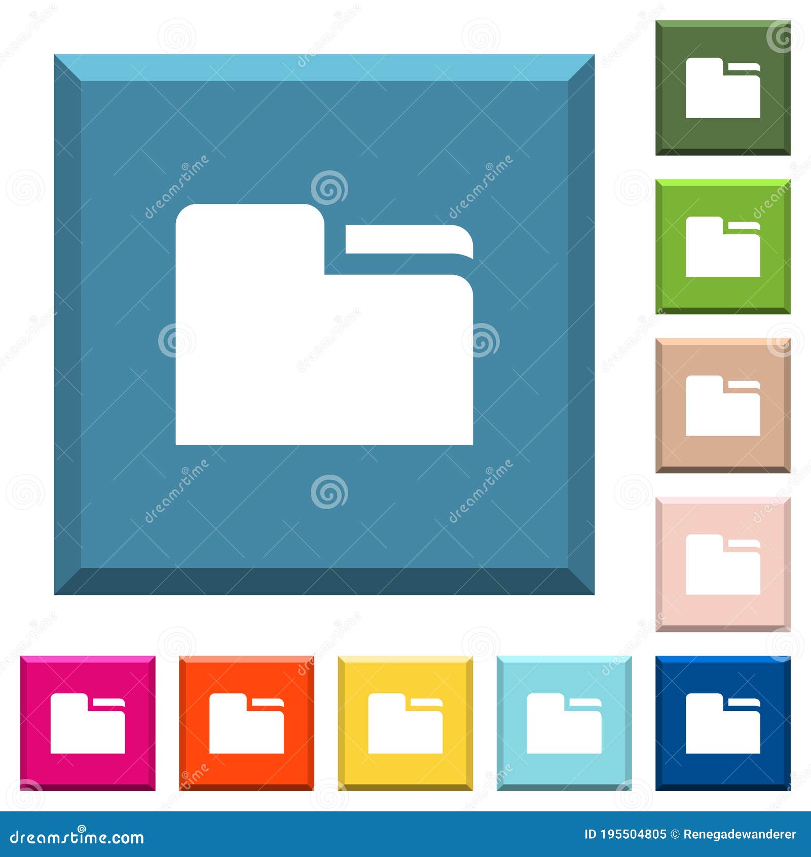 Tab Folder White Icons on Edged Square Buttons Stock Vector ...