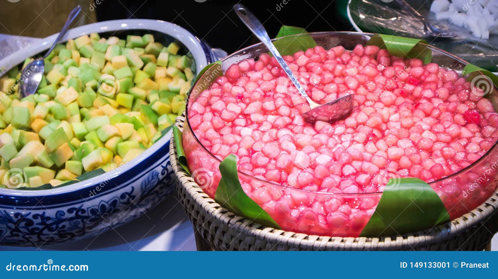 Tab Tim Grob, Mock Pomegranate in Coconut Syrup and Melon Stock Image ...