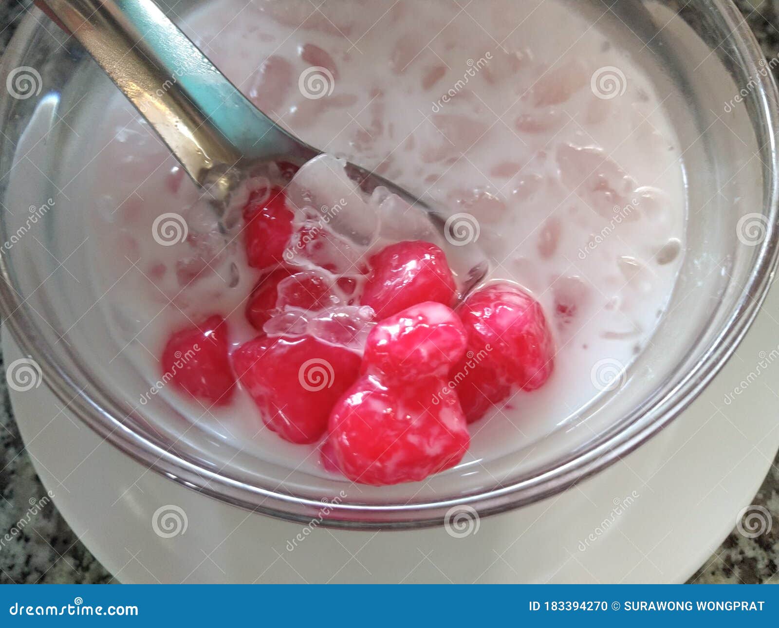 Tab Tim Krob (water Chestnuts in Syrup and Coconut Milk. Stock Photo ...