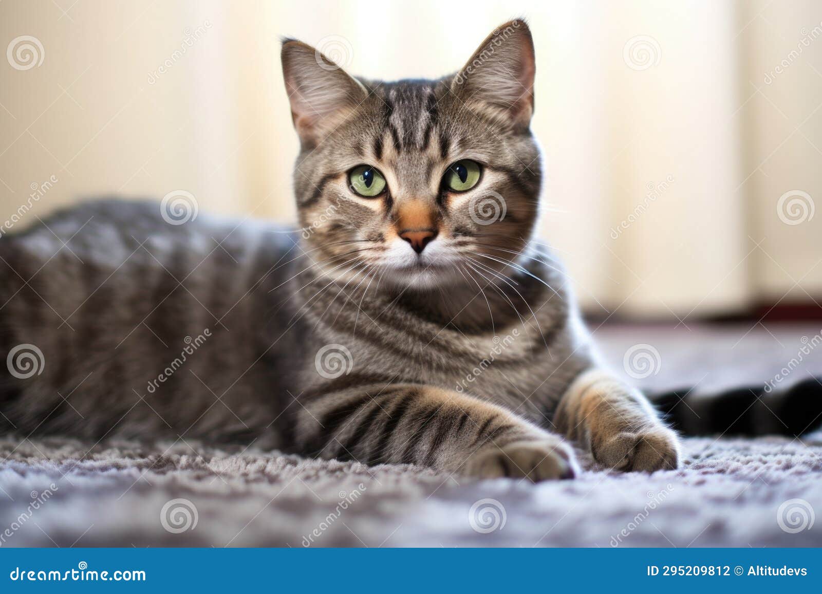 A Tabby Cat Lounging on a Soft Carpet Stock Illustration - Illustration ...