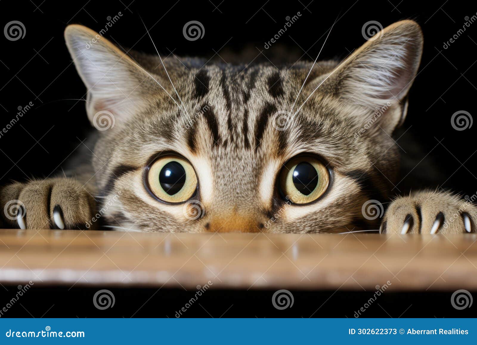 A Tabby Cat Peeking Over the Edge of a Table Stock Illustration ...