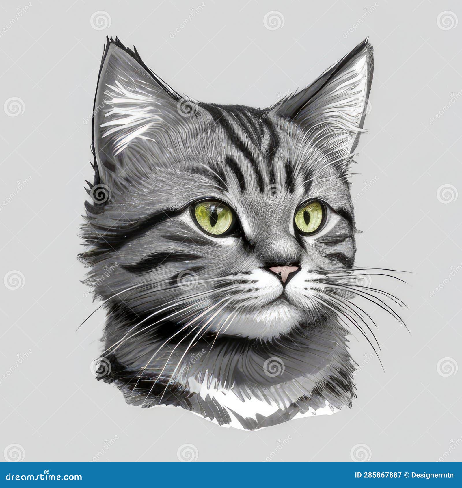 Tabby Cat Pencil Drawing Style Illustration Stock Illustration ...
