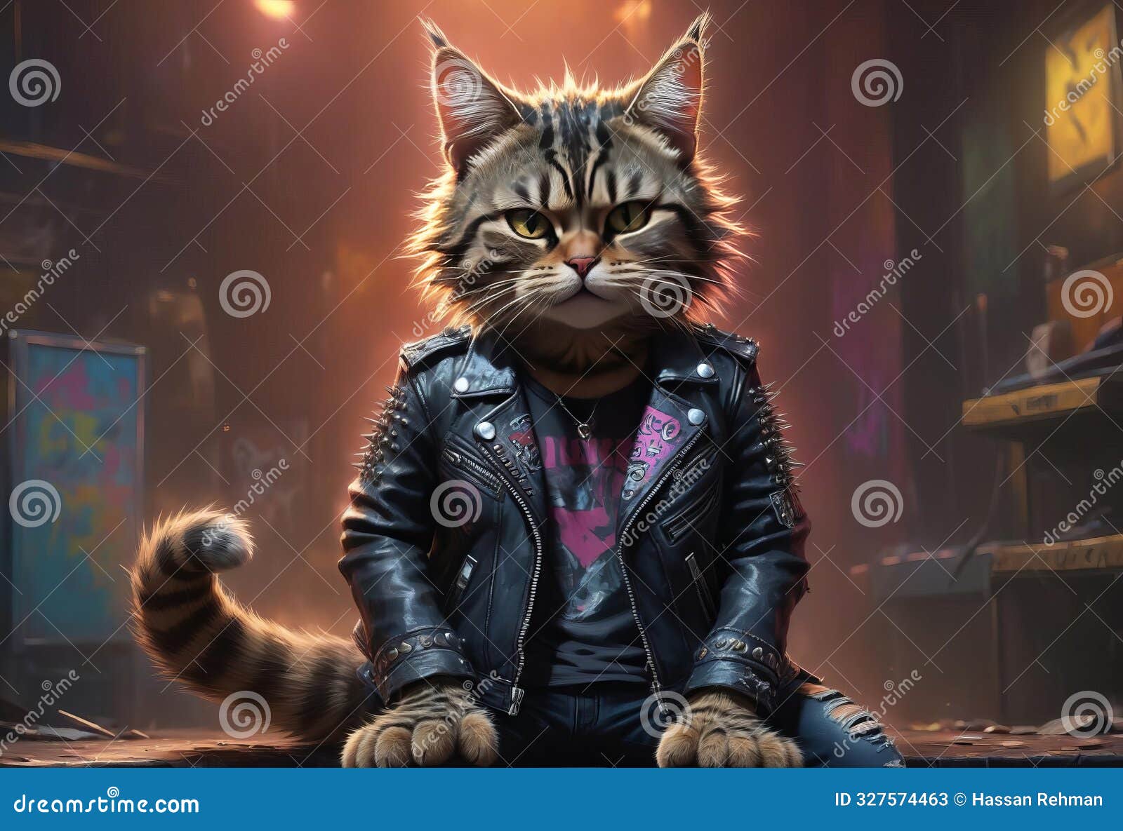 The Tabby Cat S Punk Transformation in Stunning Digital Art Stock ...