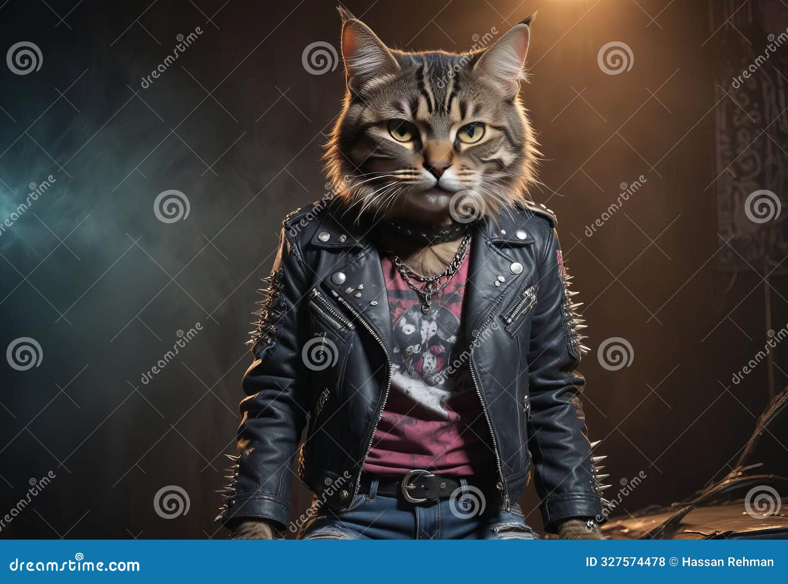 The Tabby Cat's Punk Transformation In Stunning Digital Art Stock Image ...