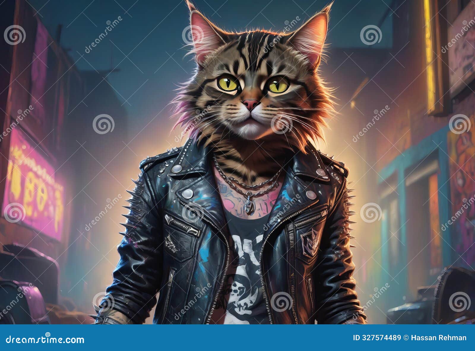 The Tabby Cat's Punk Transformation In Stunning Digital Art Stock Image ...