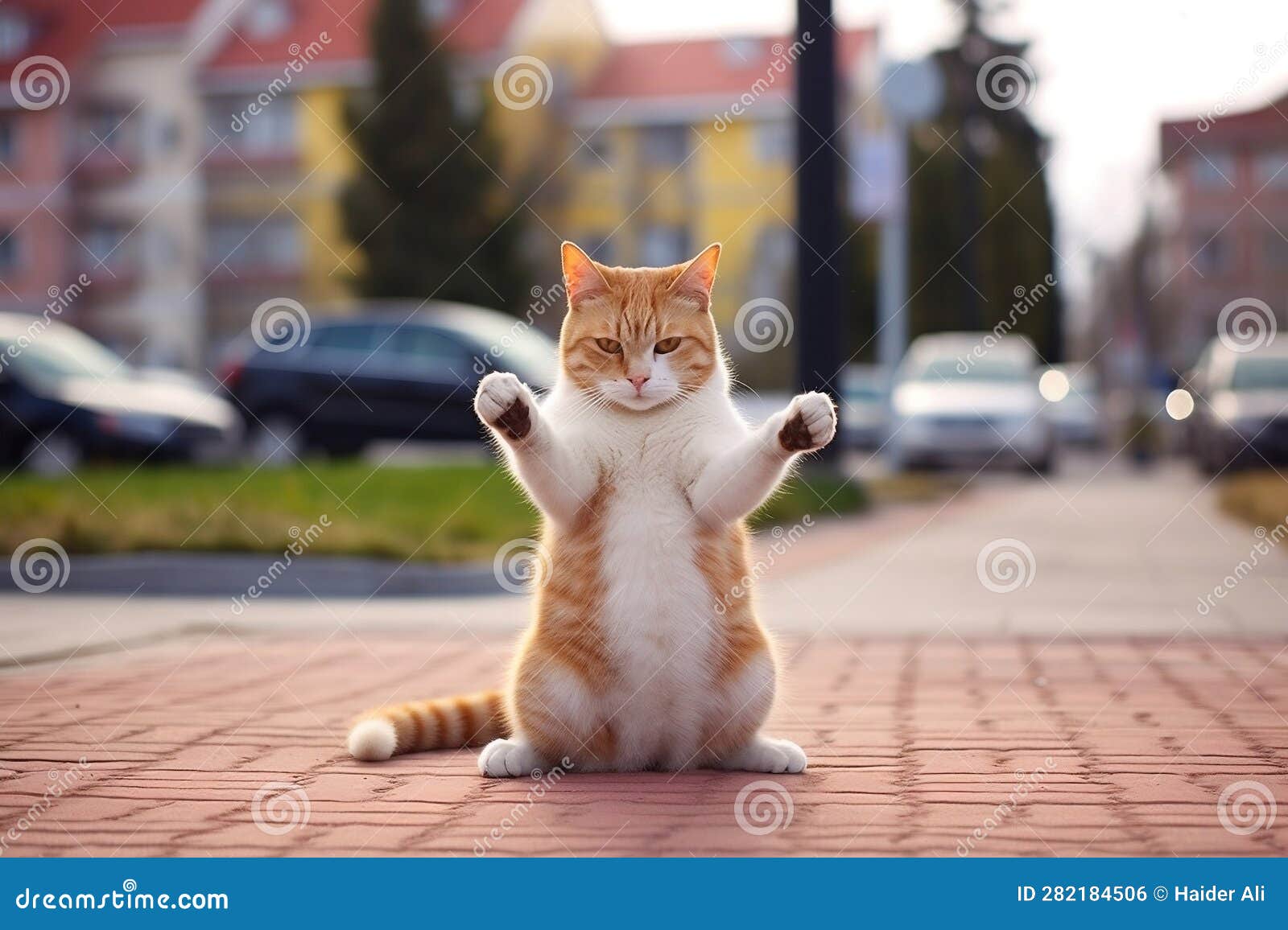 A Tabby Cat Striking a Hilarious Yoga Pose, Generative Ai Stock ...