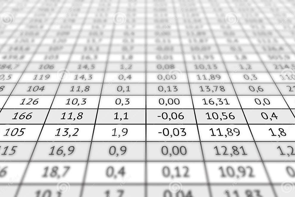 Tabela com dados numéricos foto de stock. Imagem de grande - 83128630