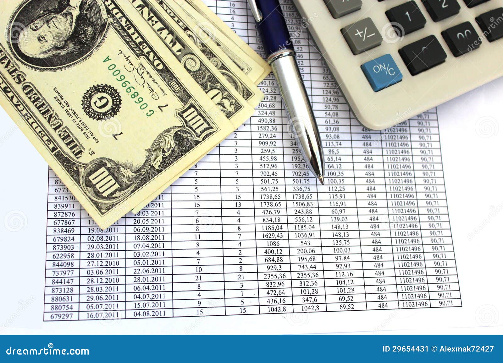 Tabella Con I Numeri Ed I Dollari Americani Immagine Stock - Immagine ...