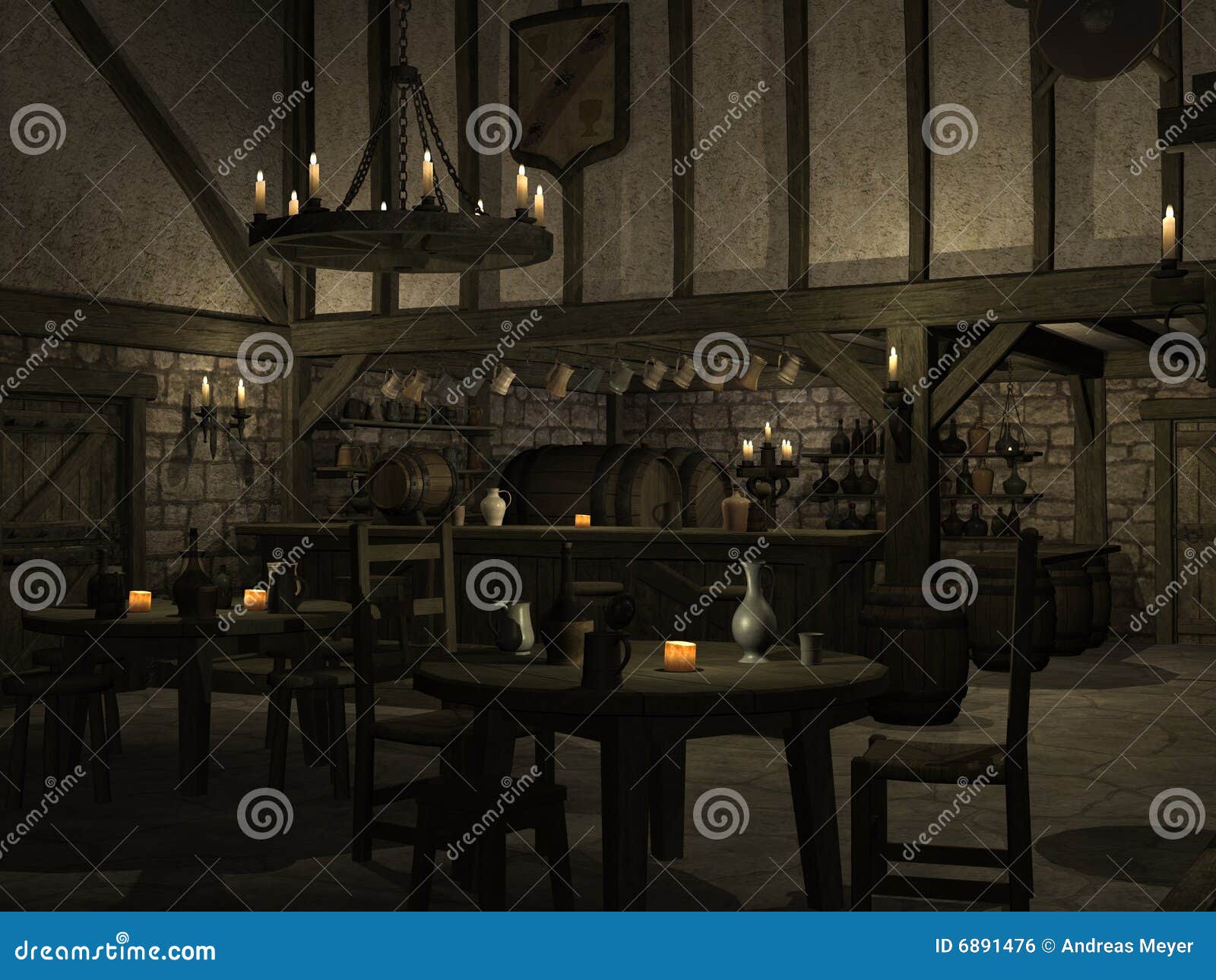Taberna medieval ilustração stock. Ilustração de medieval - 6891476