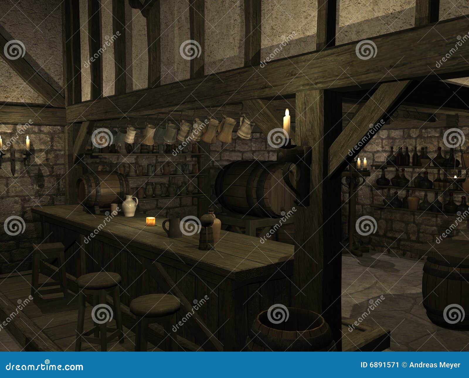 Taberna medieval stock de ilustración. Ilustración de tumba - 6891571
