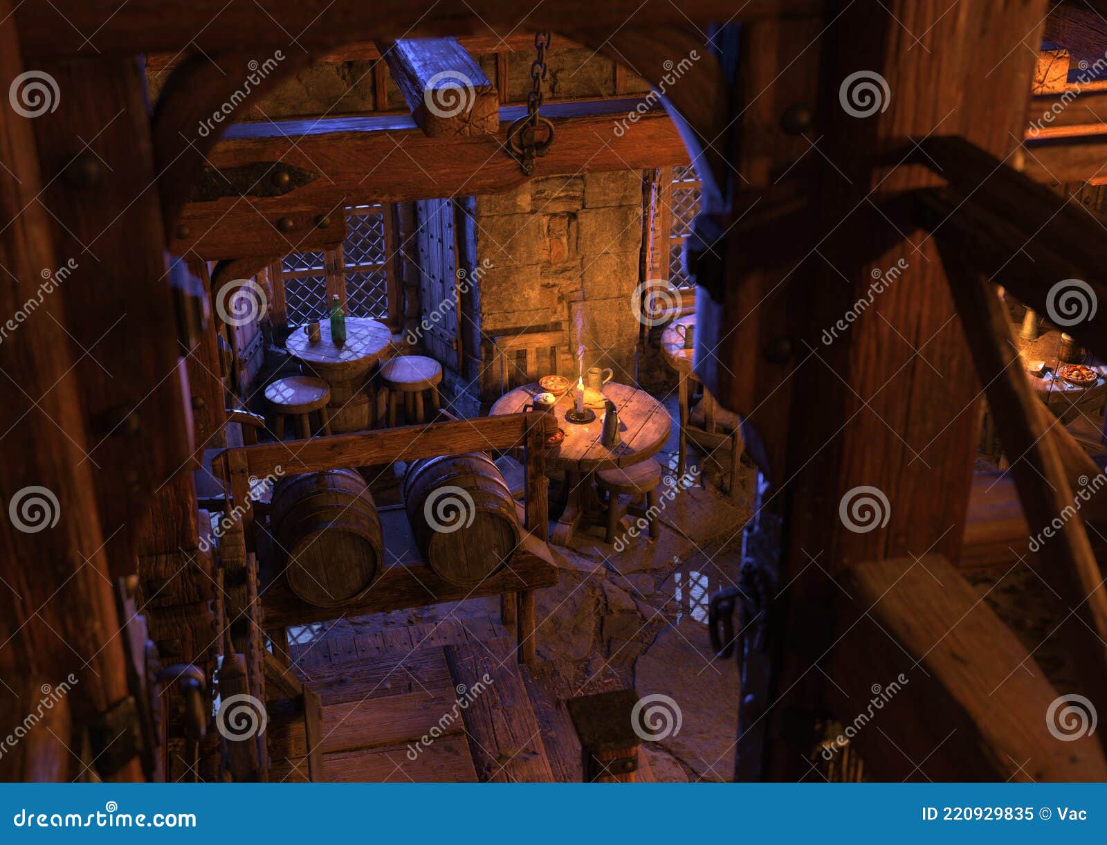 Taberna Medieval De Renderizado 3d Stock de ilustración - Ilustración ...