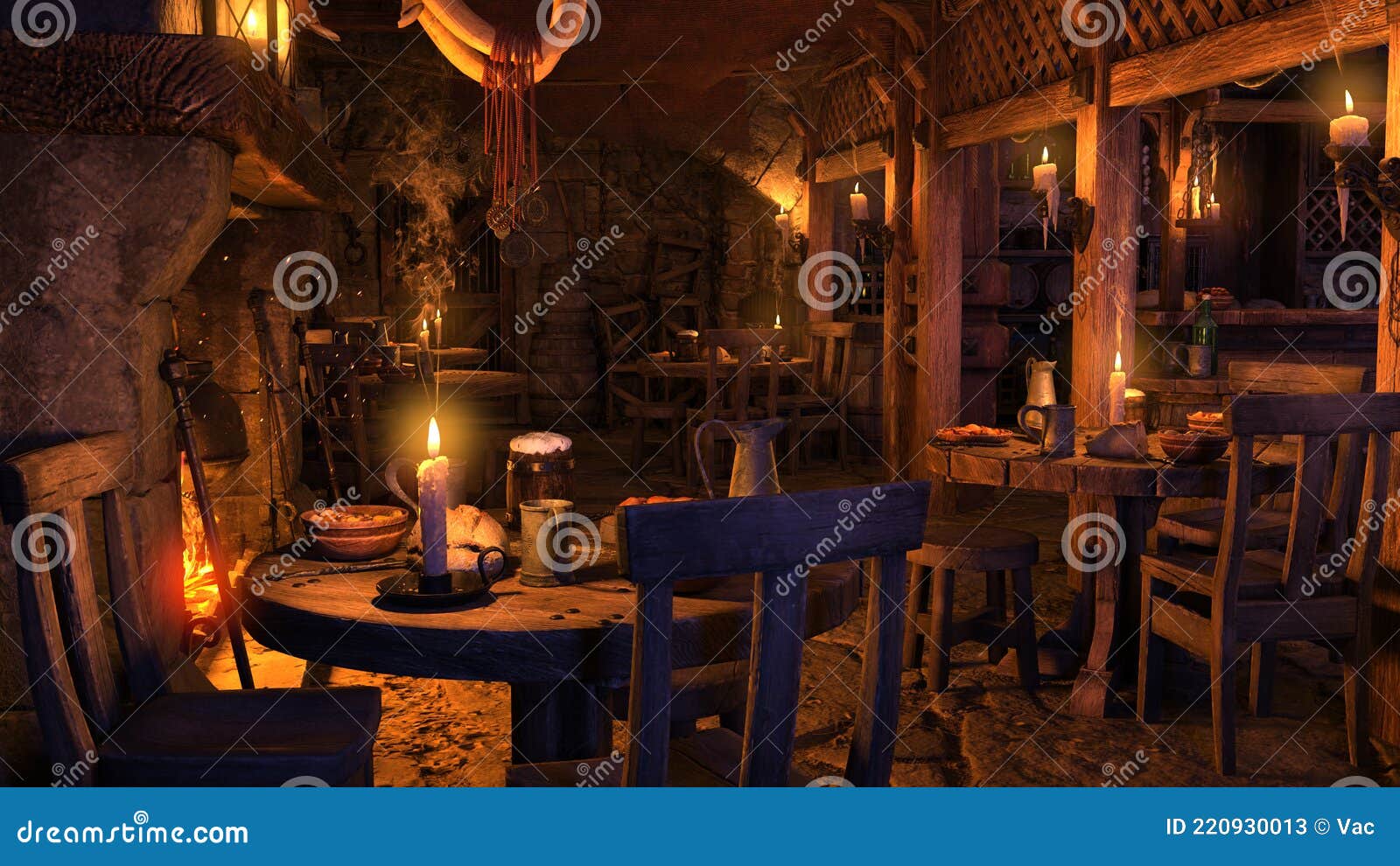 Taberna Medieval De Renderizado 3d Stock de ilustración - Ilustración ...
