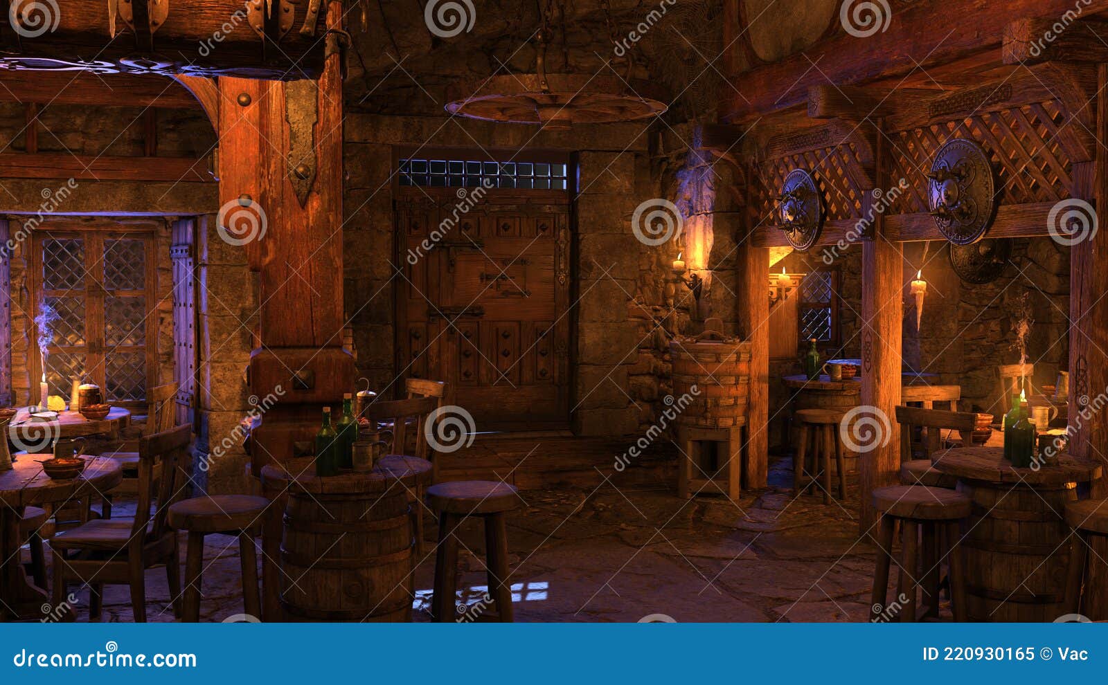 Taberna Medieval De Renderizado 3d Stock de ilustración - Ilustración ...